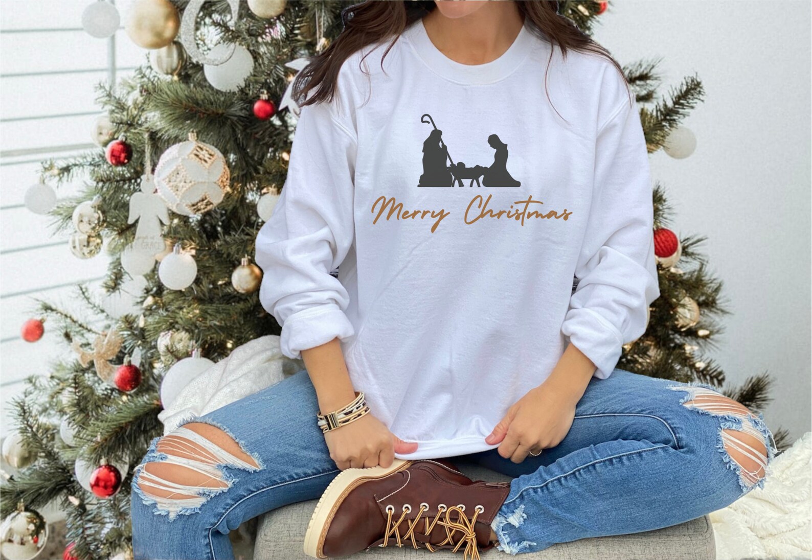 Merry Christmas Sweatshirt, Jesus Born Sweatshirt, Christmas Sweater ...
