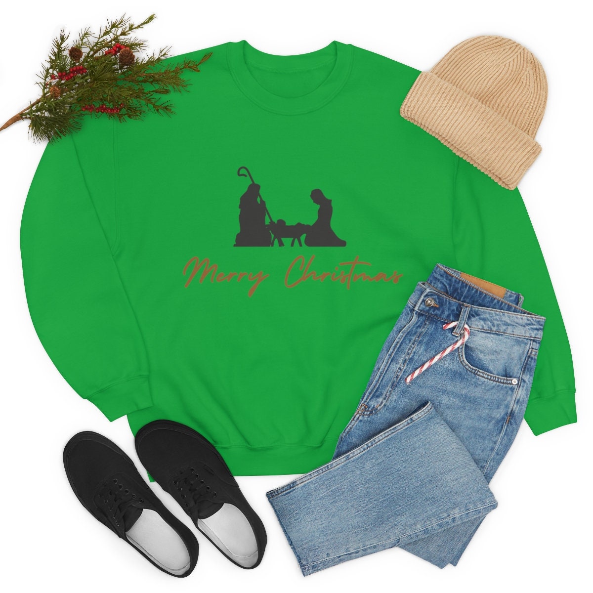 Merry Christmas Sweatshirt, Jesus Born Sweatshirt, Christmas Sweater ...