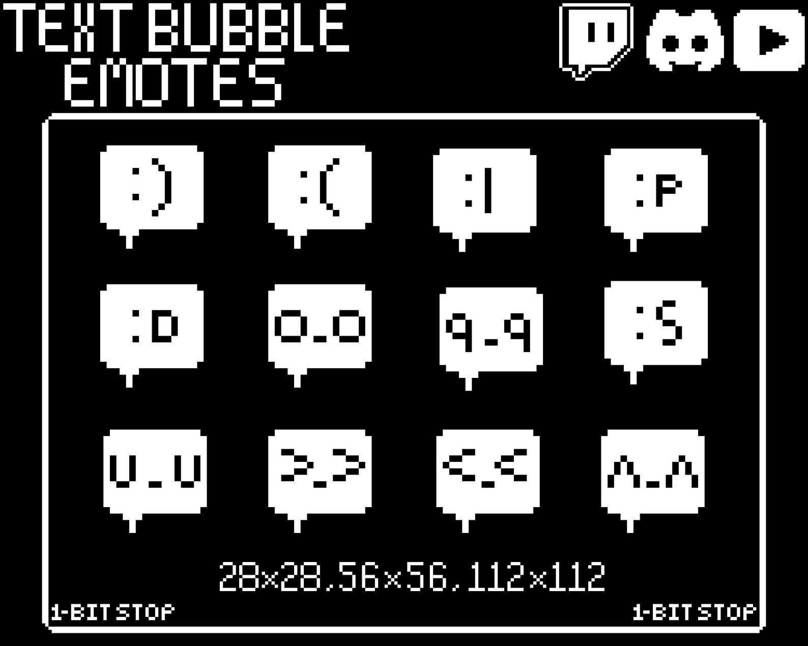 1-bit Text Bubble Emoticon Emotes Pack for Stream Chat twitch, Discord ...