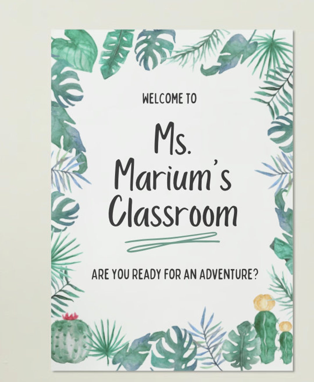 Classroom Poster Rules Poster Green Plants Monstera Tropical Palm Tree ...