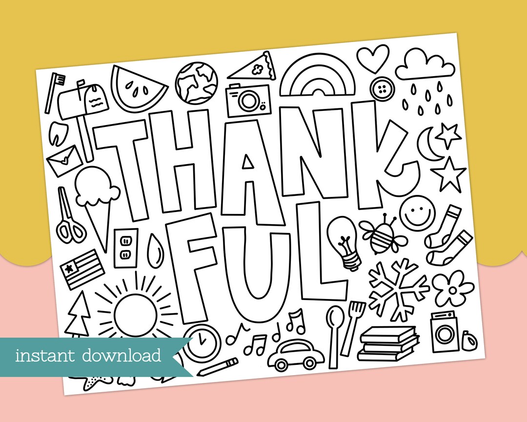 Thanksgiving Coloring Page for Kids: Gratitude Activity (digital ...