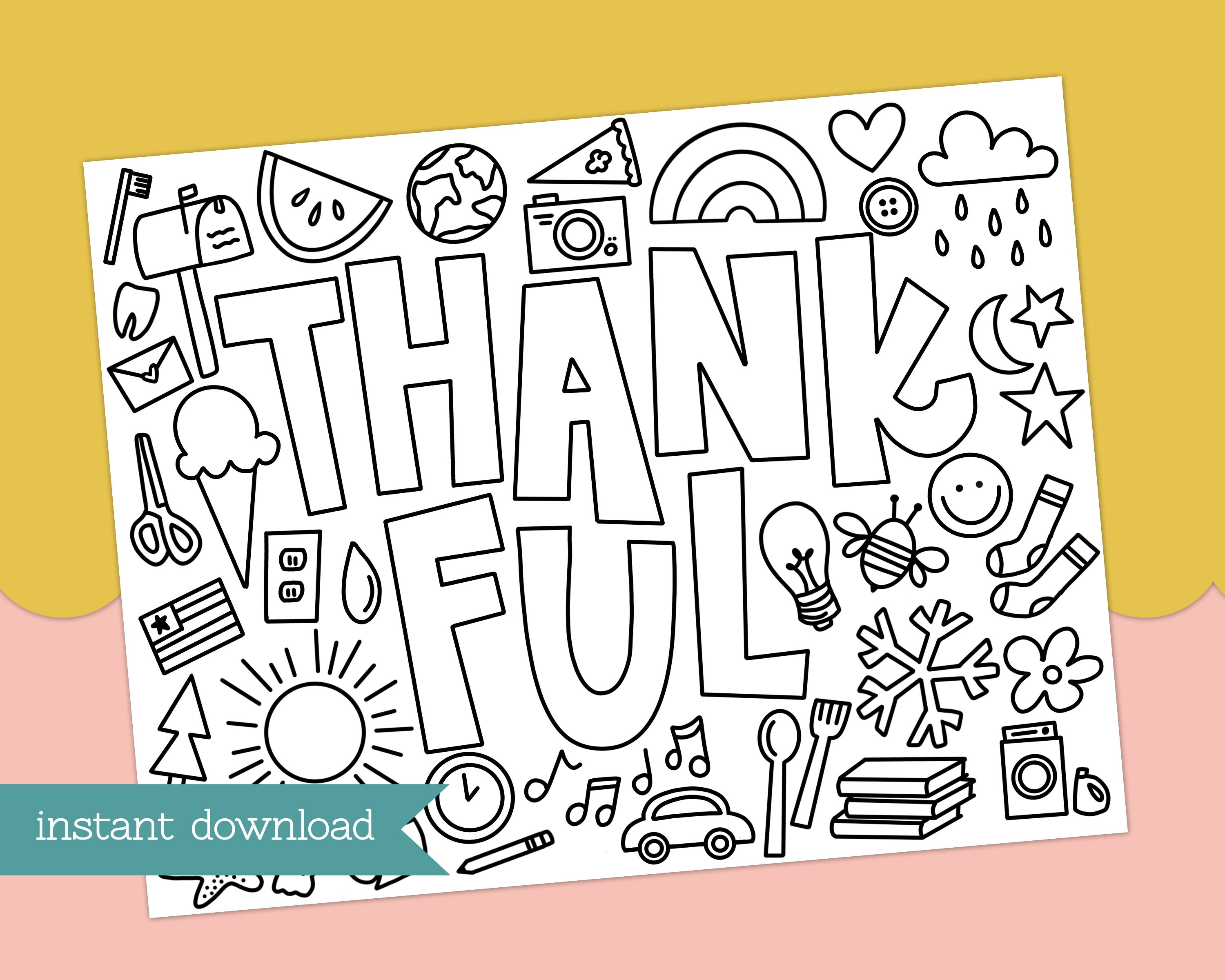 Thanksgiving Coloring Page for Kids: Gratitude Activity (digital ...