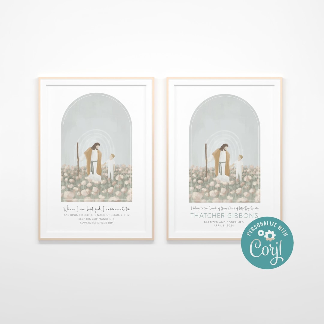 Customizable LDS Baptism Art With Name - Child With Jesus Printable ...