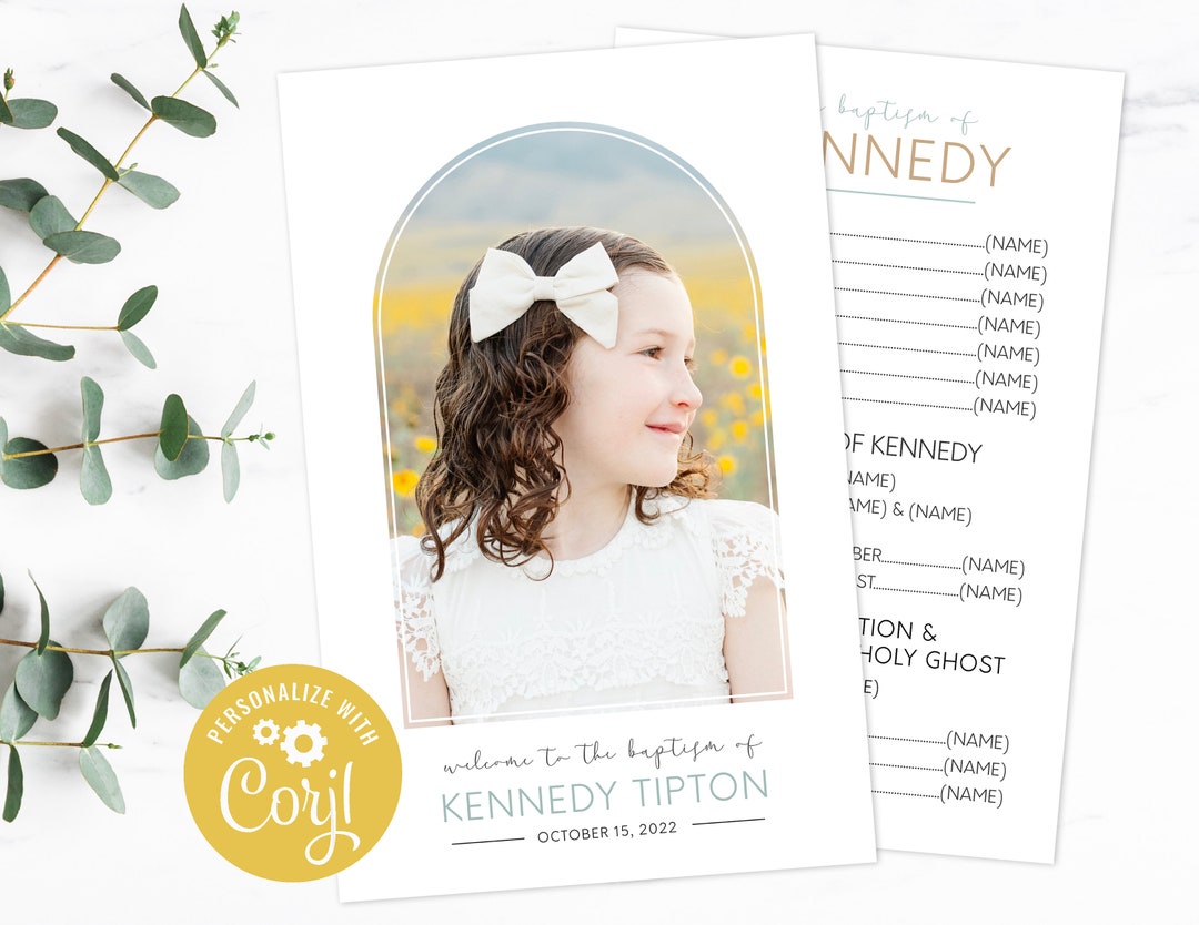 LDS Baptism Program Editable Template With Photo - Modern Minimalist ...