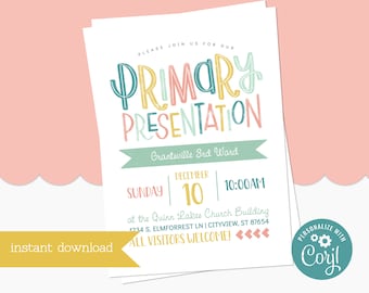 Editable Primary Presentation Invitation | LDS Primary Program ...