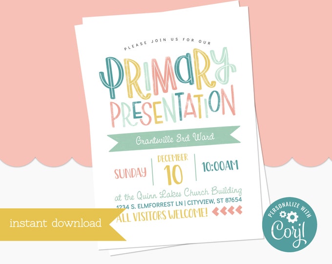 Primary Program Invitation Children's Sacrament Meeting Editable ...