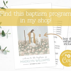 LDS Baptism Program Editable Template With Photo - Modern Minimalist ...