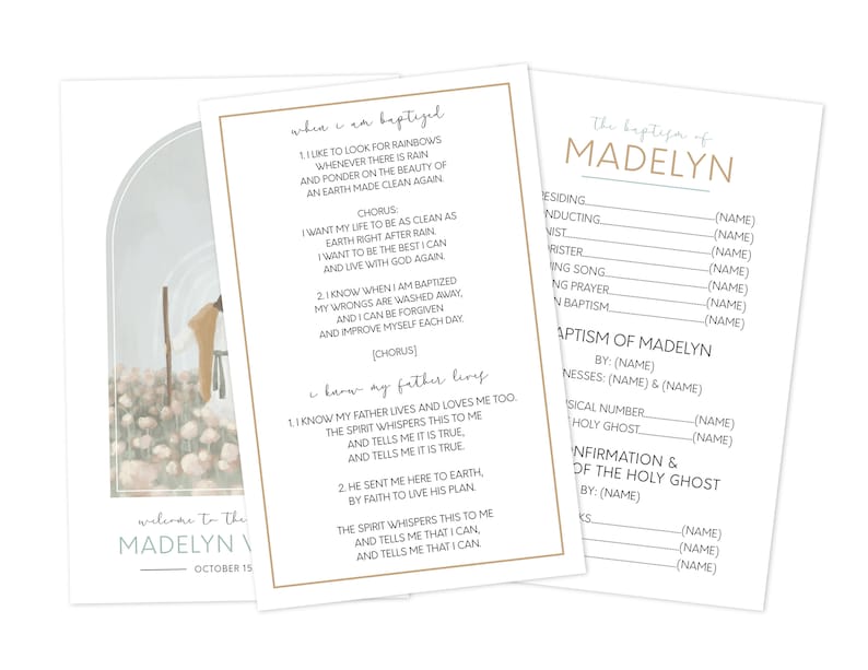 LDS Baptism Program Editable Template Jesus With Child - Etsy