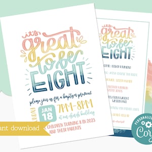 It's Great to Be 8 Invitation Editable Eight Year Old Birthday LDS ...