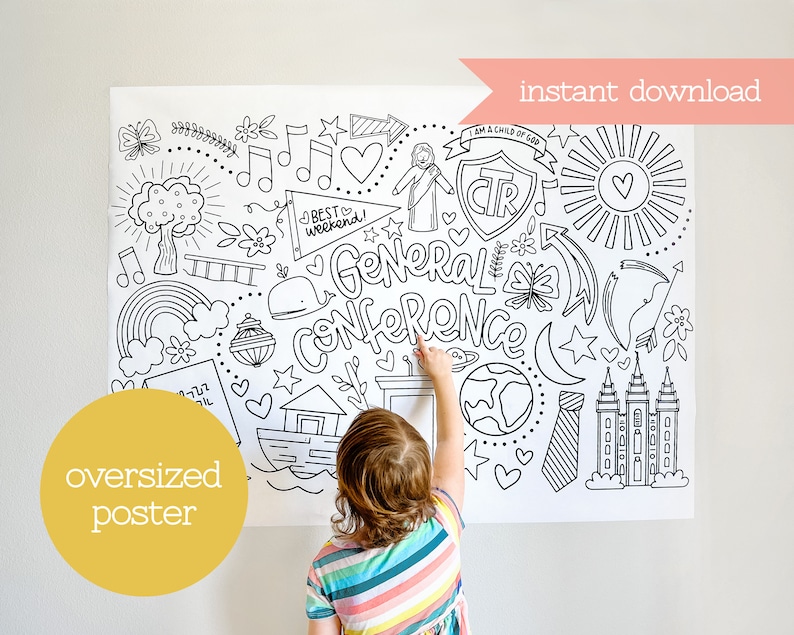 LDS General Conference Coloring Poster Printable File - Etsy