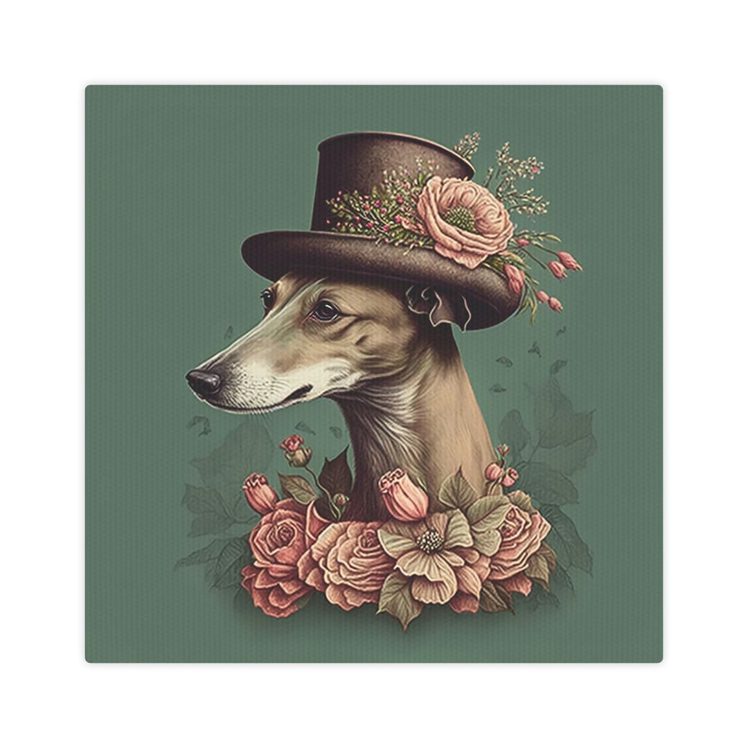 Greyhound / Whippet Dog Print Canvas Tile Vintage Look 8x8 - Etsy