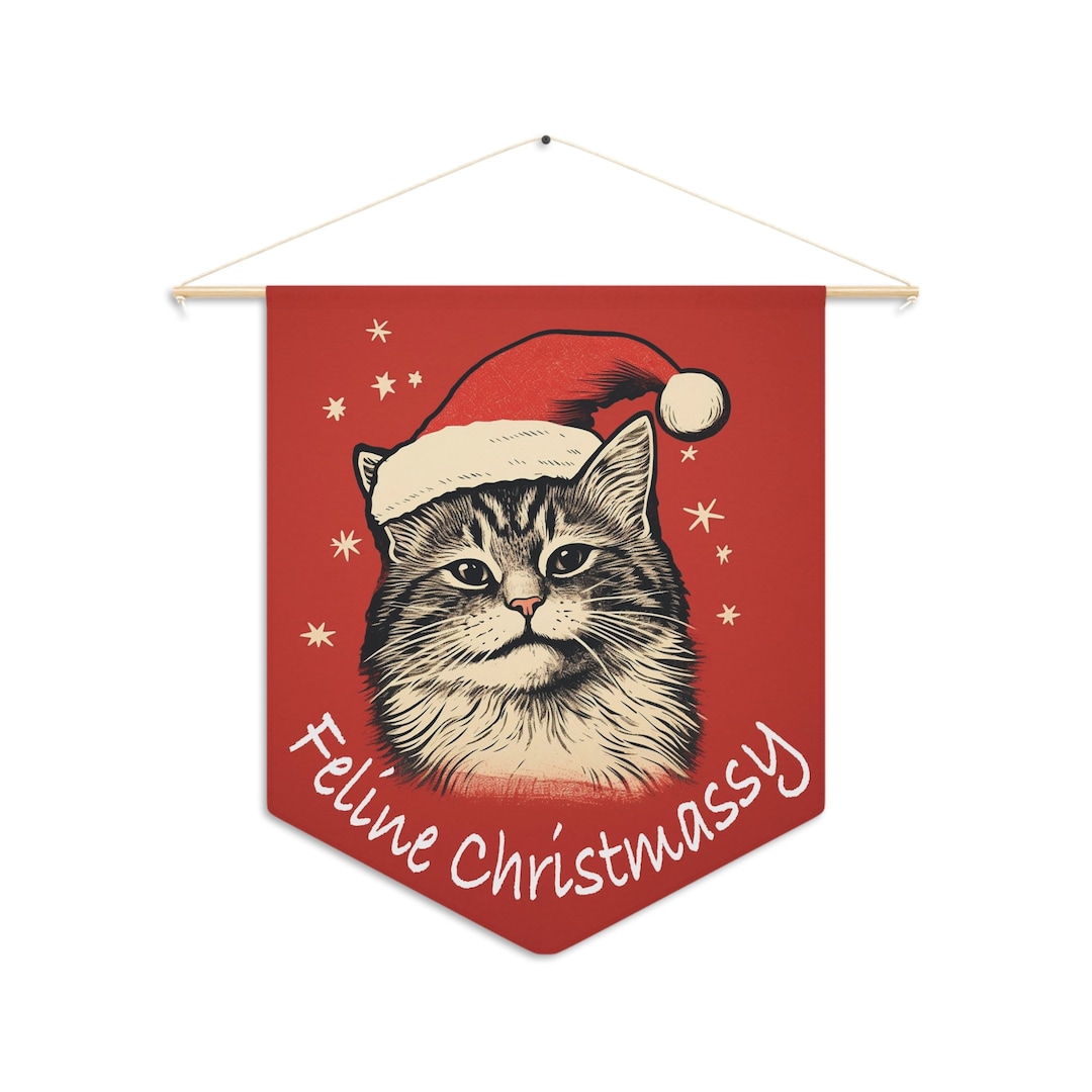 Cat Holiday Pennant / Door Sign / Banner Christmas feline Chrismassy - Etsy