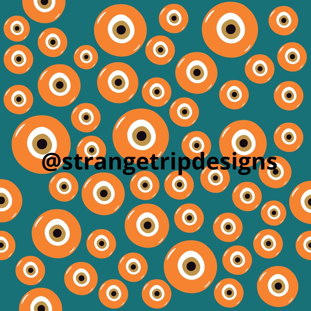 Evil Eye Pattern, Orange Retro Colors Seamless Repeat Pattern - Etsy