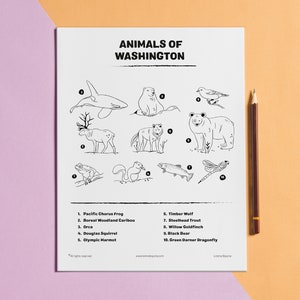 Animals of Washington Coloring Pages I Wildlife Coloring Pages I ...