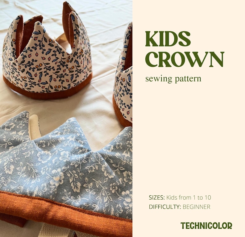 Kids Crown PDF Sewing Pattern | Size Inclusive 1-10 | Beginner Friendly ...