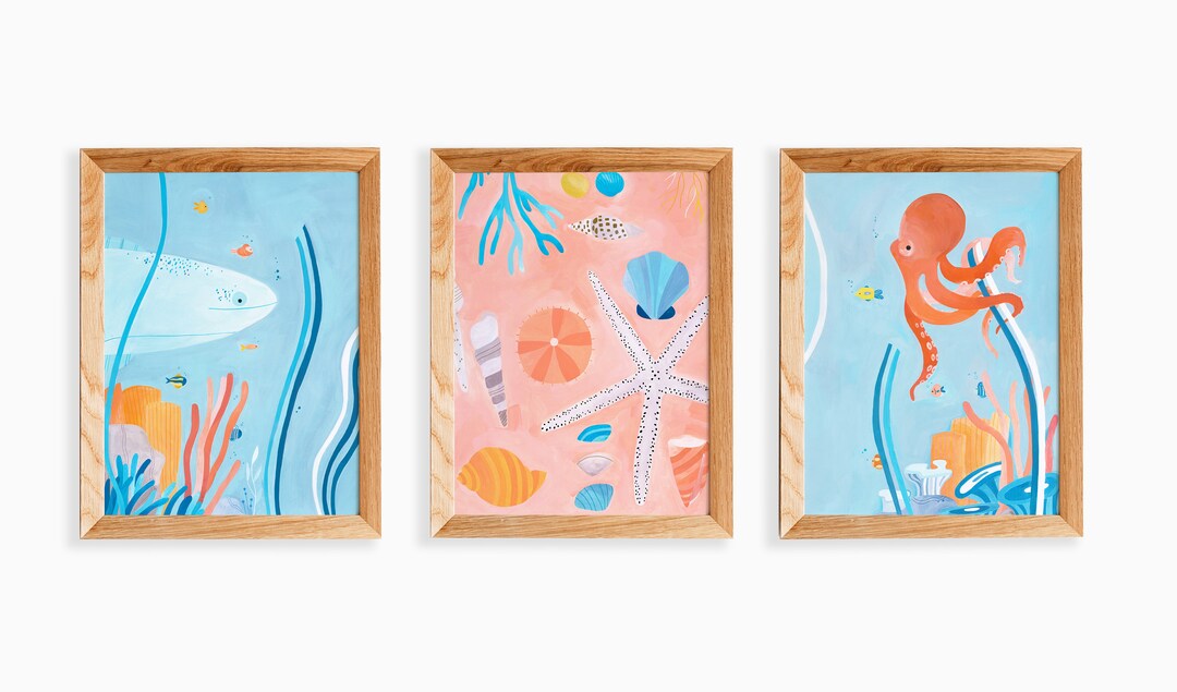 Ocean Playroom Prints | Set of 3 Posters | Nursery Prints Art I Art Set ...