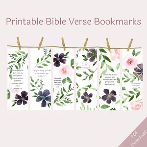 Printable Floral Bible Verse Bookmark Set, Cute Spring Biblical ...
