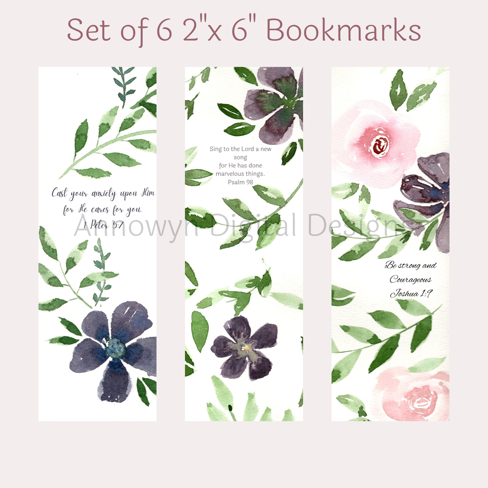Printable Floral Bible Verse Bookmark Set, Cute Spring Biblical ...