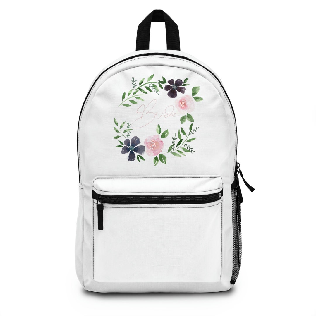 Floral Bride Backpack, Cute Bridal Shower Gift, Simple White Backpack ...