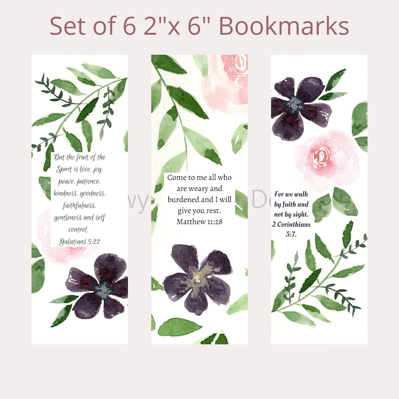 Printable Floral Bible Verse Bookmark Set, Cute Spring Biblical Bookmarks, Sunday School Teacher ...