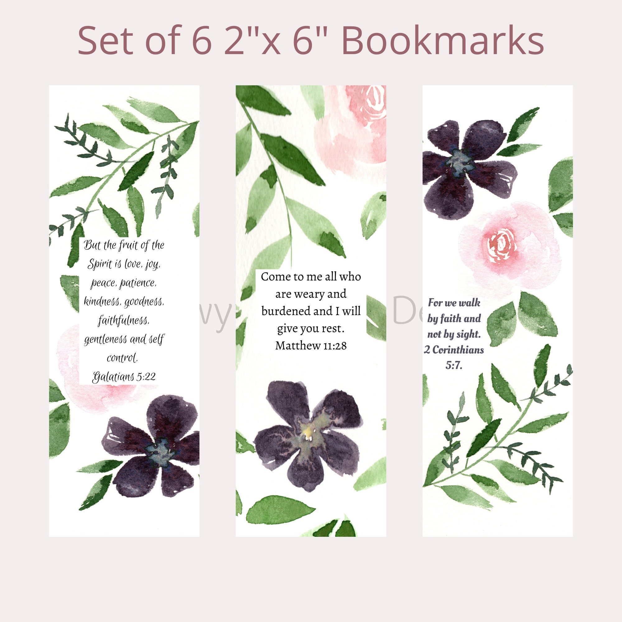 Printable Floral Bible Verse Bookmark Set, Cute Spring Biblical ...