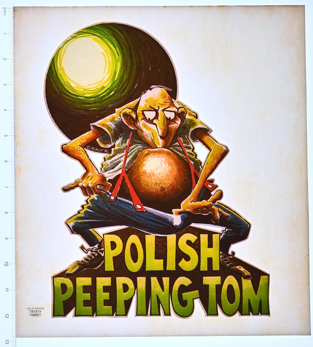 Vintage 1970s Heat Transfer - Polish Peeping Tom Cartoon - Roach '76 - Etsy