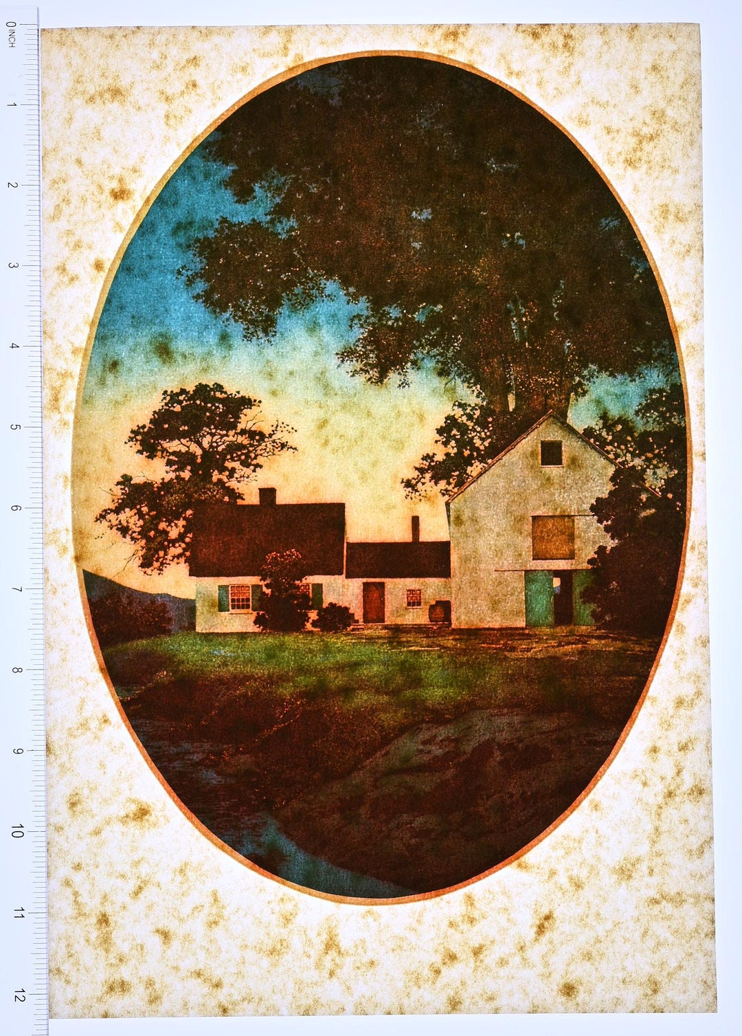 Vintage 1970s Heat Transfer - Country Farmhouse Landscape - Etsy