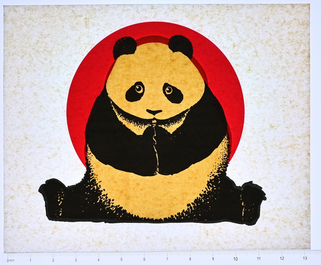 Vintage 1970s Heat Transfer - Praying Panda Retro Graphic - Etsy