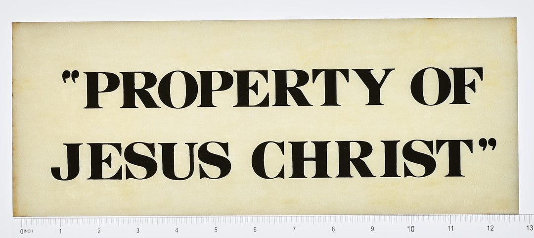Original VINTAGE 1970s Heat Transfer | Property of Jesus Christ - Etsy