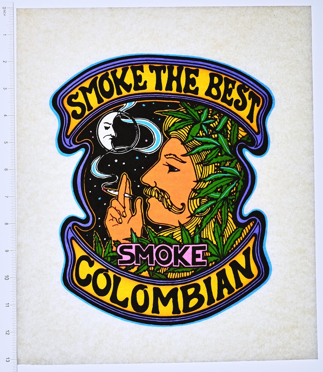 Vintage 1970s Heat Transfer - Smoke the Best Colombian Smoker - Etsy