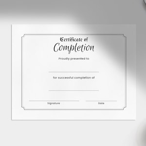 Printable Completion Certificate | Certificate of Completion | Training ...
