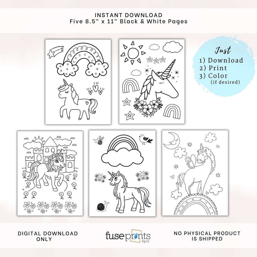 PRINTABLE Unicorn Coloring Pages | 5 Unicorn Coloring Pages | Unicorn ...