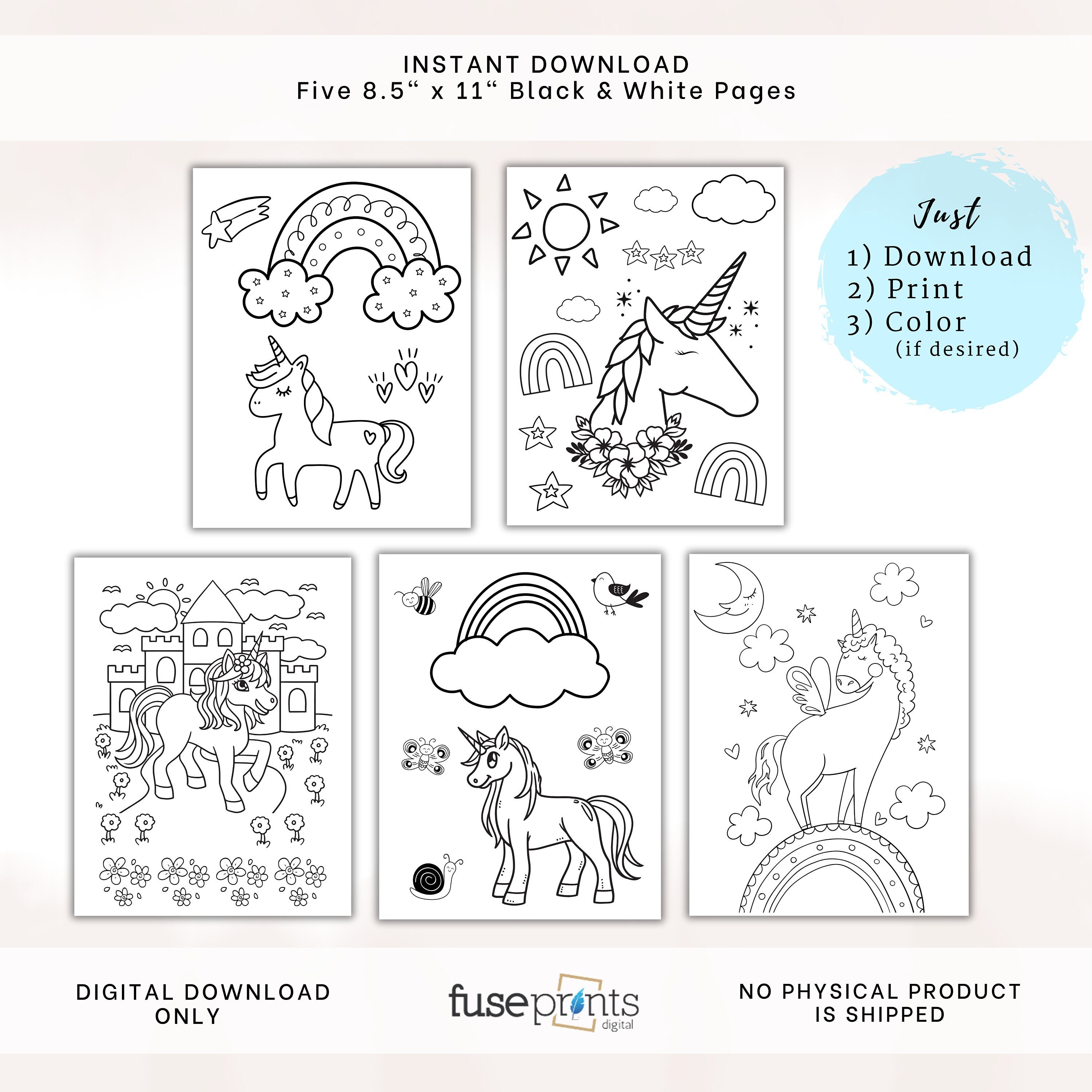 PRINTABLE Unicorn Coloring Pages | 5 Unicorn Coloring Pages | Unicorn ...