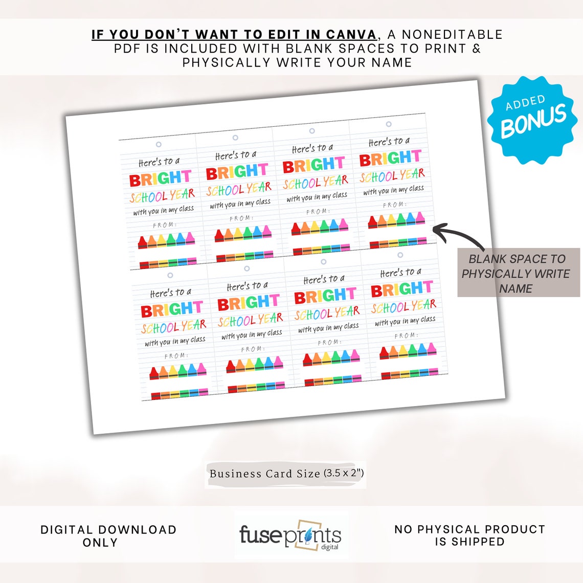 EDITABLE Bright School Year Gift Tag Printable | Back to School Gift ...