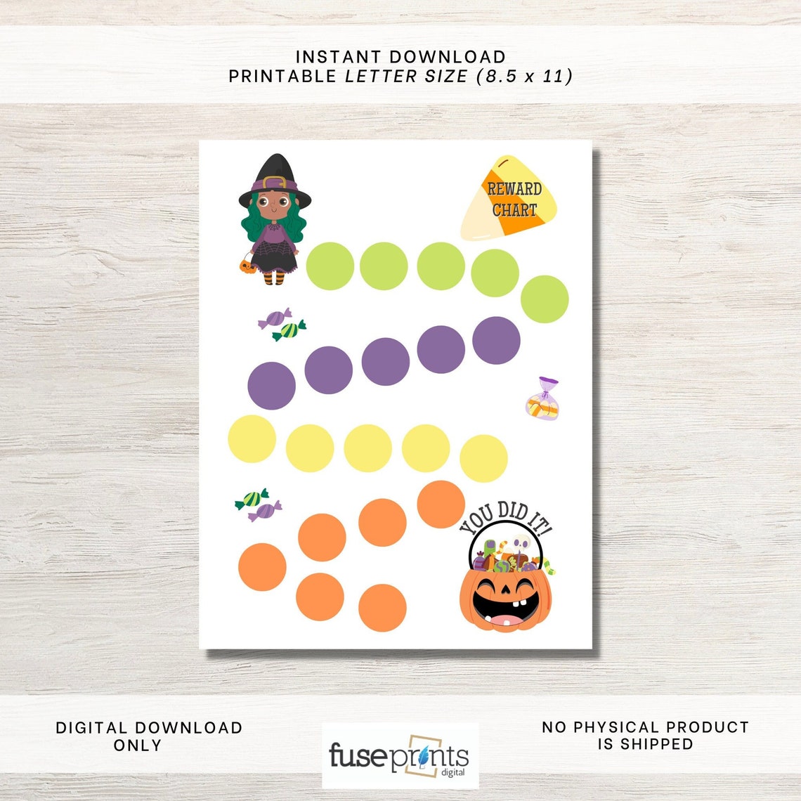 Halloween Witch Reward Chart Printable Halloween Printable - Etsy