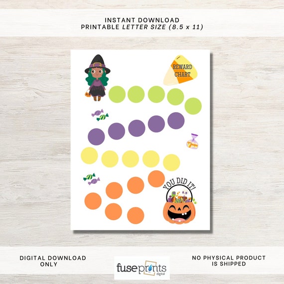 Halloween Witch Reward Chart Printable Halloween Printable - Etsy