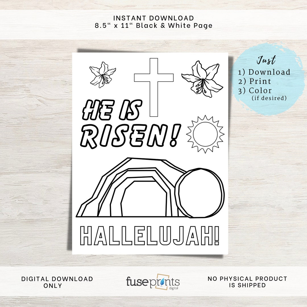 He is Risen Easter Coloring Page | Christian Coloring Page | Easter ...