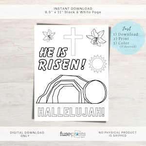 He is Risen Easter Coloring Page | Christian Coloring Page | Easter ...