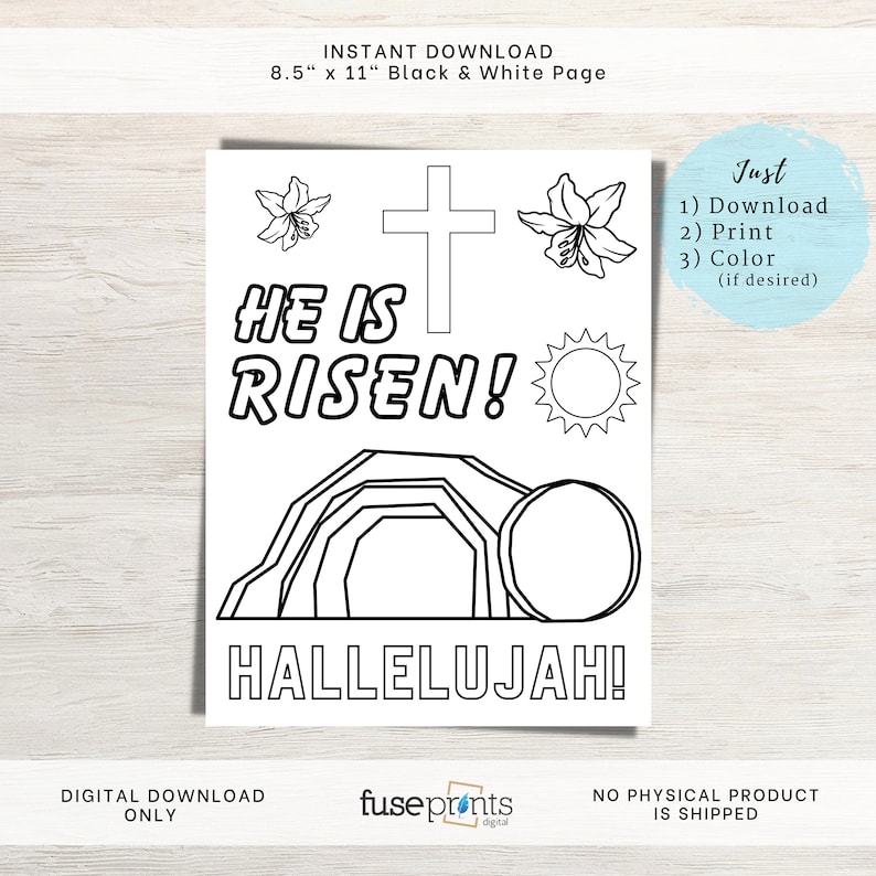 He is Risen Easter Coloring Page | Christian Coloring Page | Easter ...