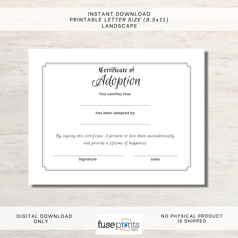 Adoption Certificate | Pet Adoption Certificate | Child Adoption ...