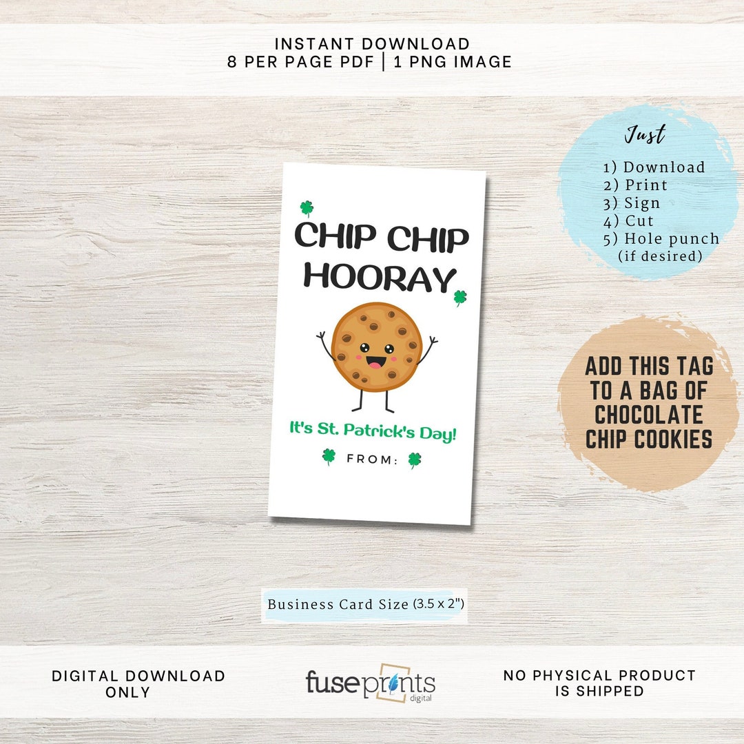 Chip Chip Hooray St. Patrick's Day Cookie Card Printable | It's St ...