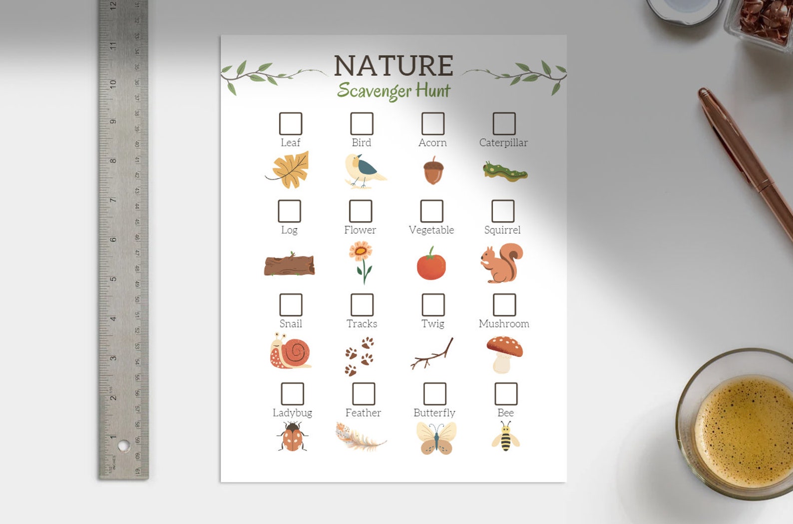 Nature Scavenger Hunt Printable | Trail Hiking Game | Printable Camping ...