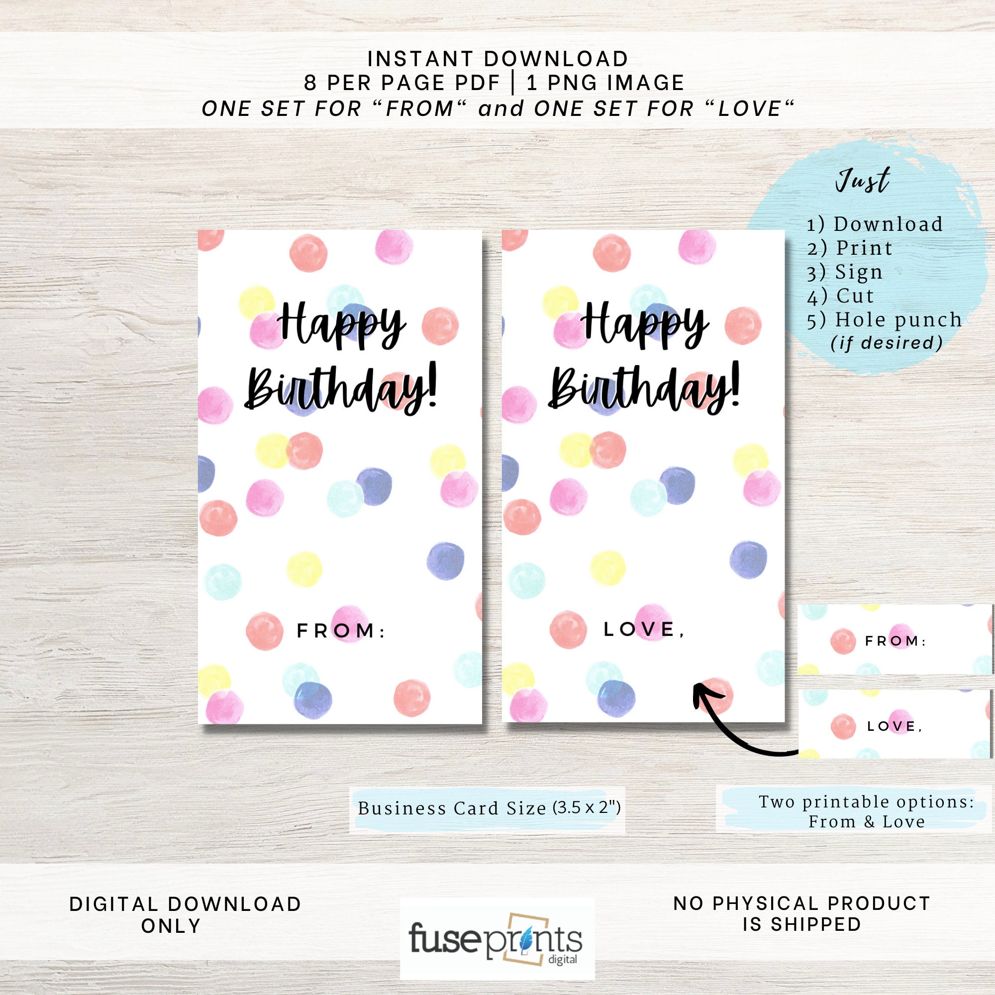 Happy Birthday Gift Tag Printable Birthday Wish Tag Happy Birthday Tags ...