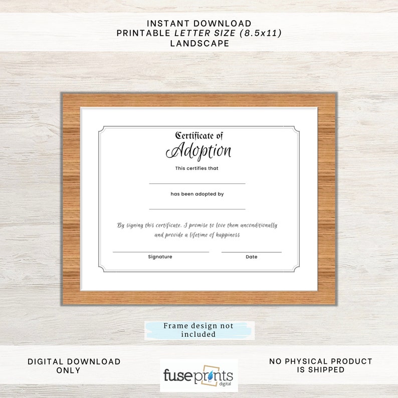 Adoption Certificate | Pet Adoption Certificate | Child Adoption ...