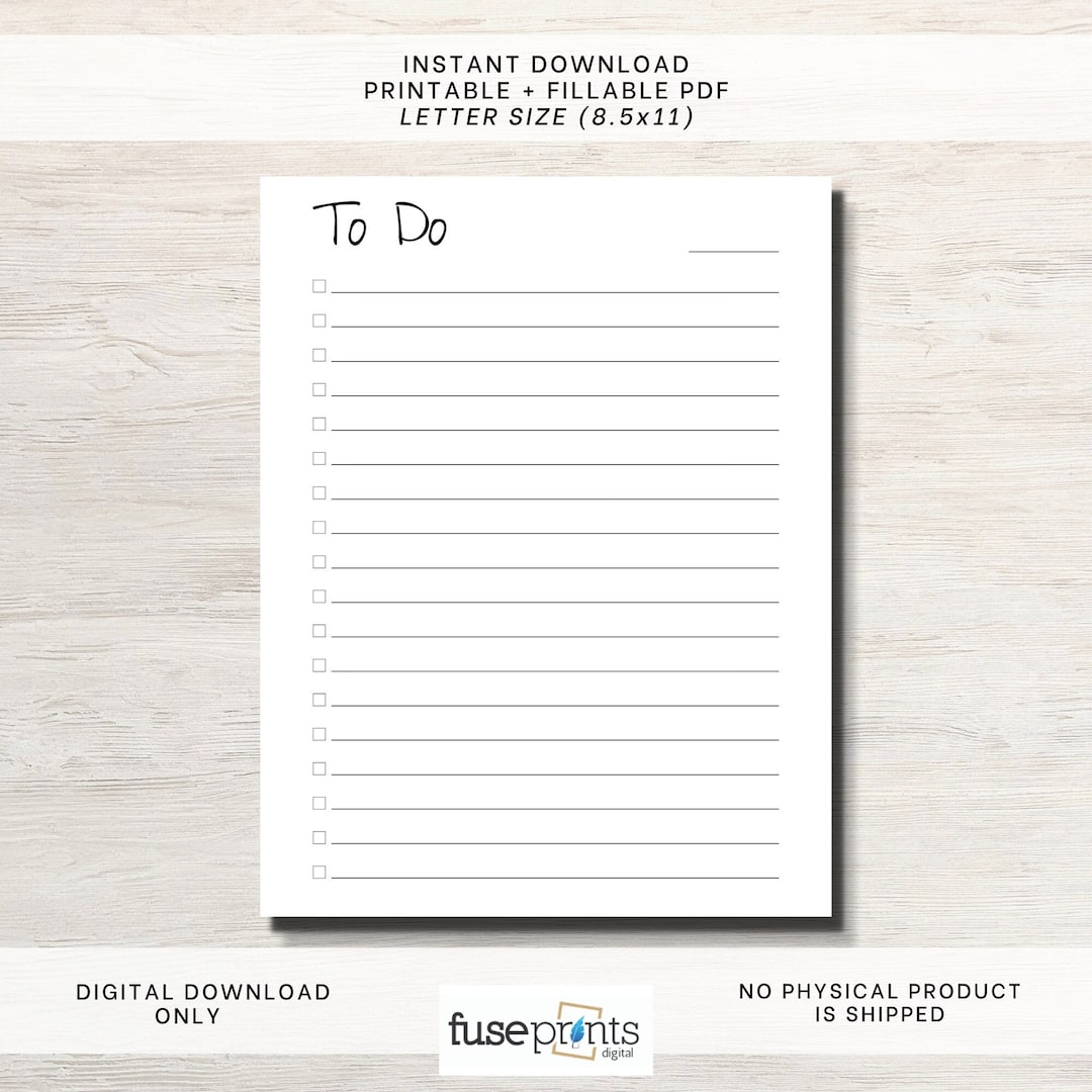 To Do List | Blank to Do List | Fillable to Do List | Minimal to Do ...