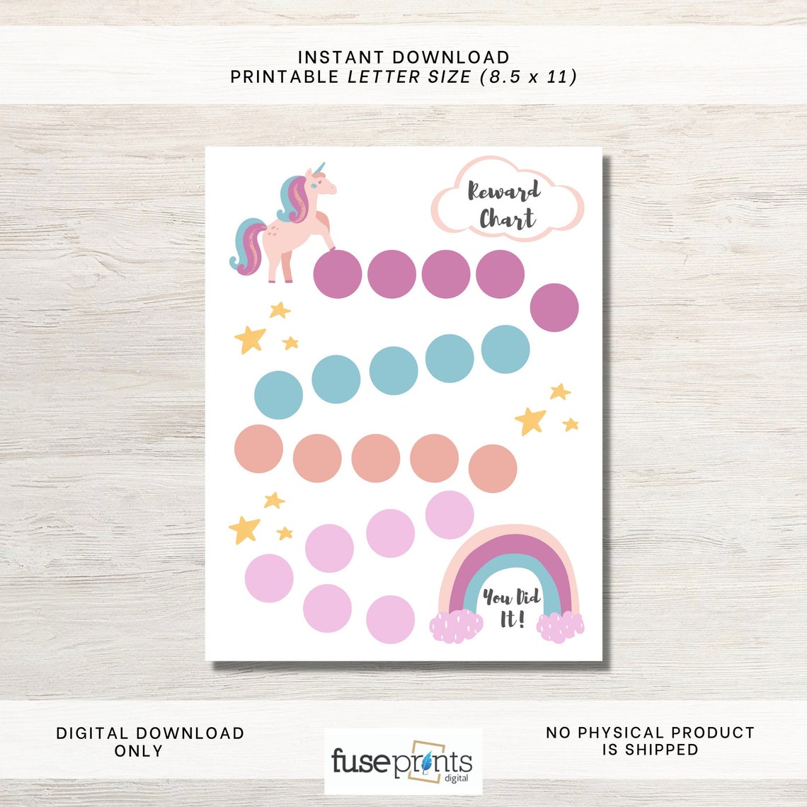 Unicorn Reward Chart Printable | Unicorn Printable Reward Chart | Potty ...