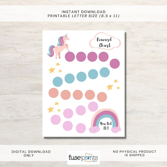 Unicorn Reward Chart Printable Unicorn Printable Reward - Etsy