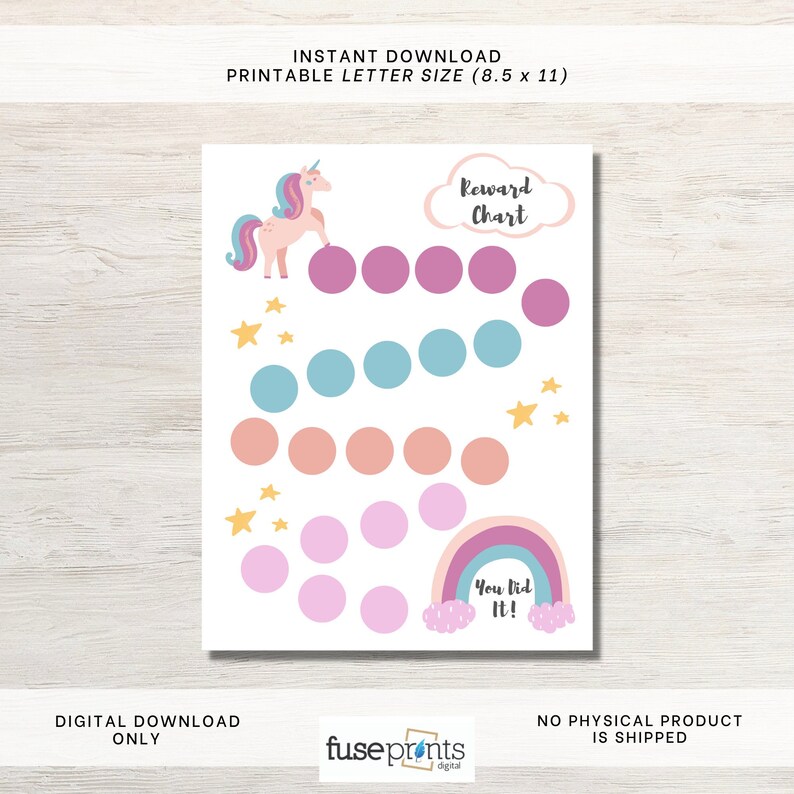 Unicorn Reward Chart Printable | Unicorn Printable Reward Chart | Potty ...