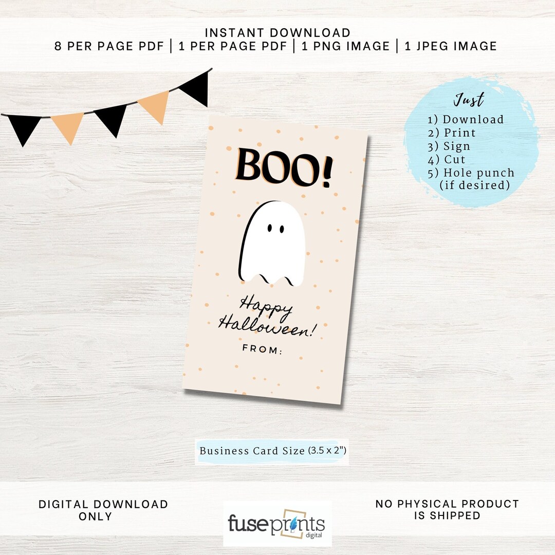 Boo Gift Tag | Printable Halloween Gift Tag | Trick or Treat Gift Tag ...