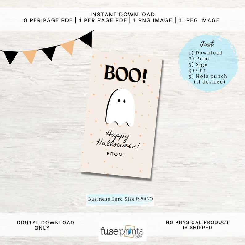 Boo Gift Tag | Printable Halloween Gift Tag | Trick or Treat Gift Tag ...